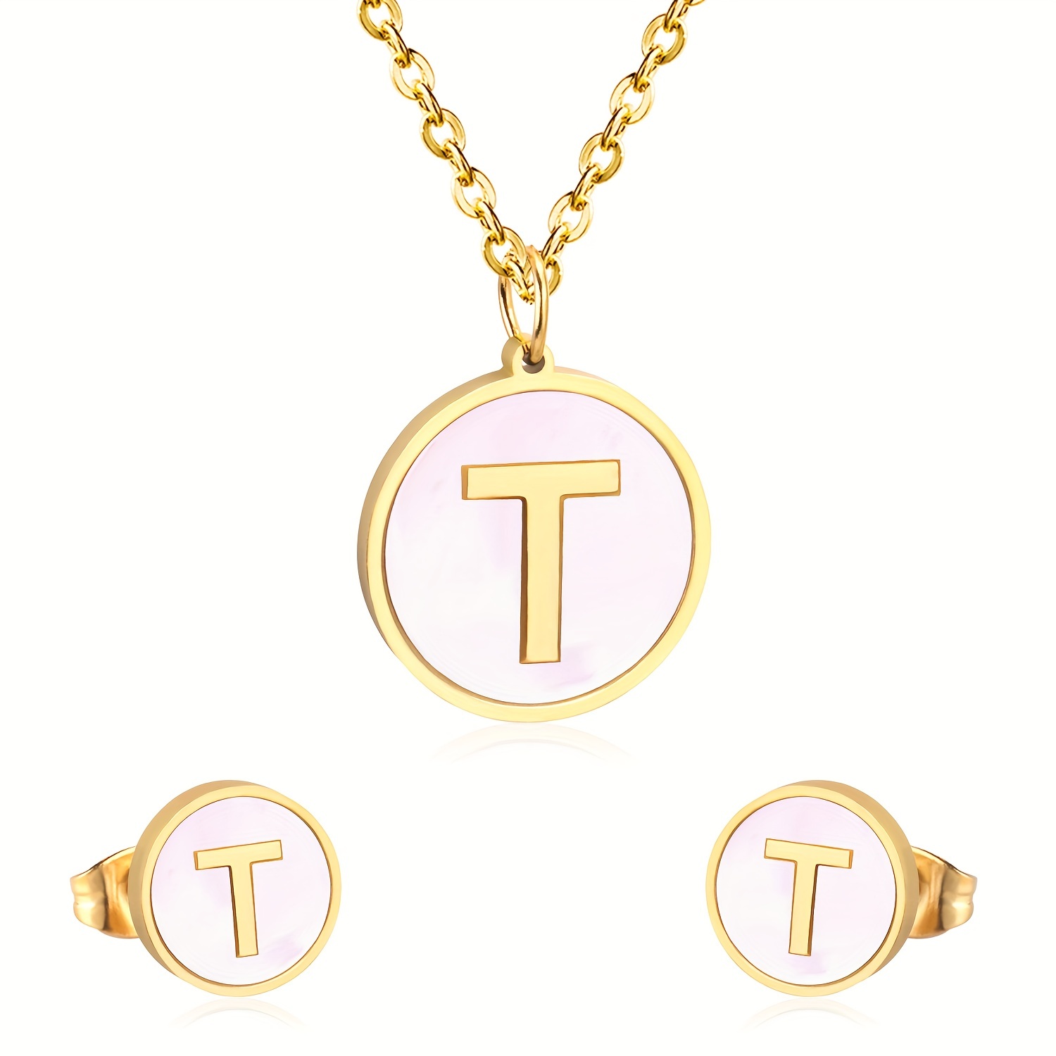 Ear Studs + Necklace Hip Hop Style Jewelry Set Made - Temu United Kingdom