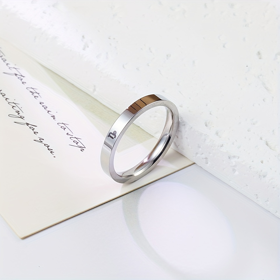 Twelve Constellation Polished Personality Ring Simple Finger - Temu ...