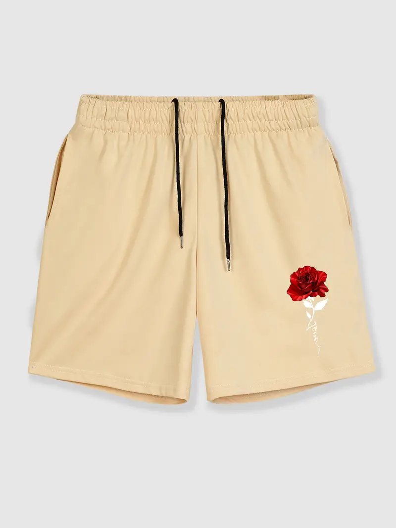 Mens Casual Flower Print Pockets Drawstring Pleated Temu Norway