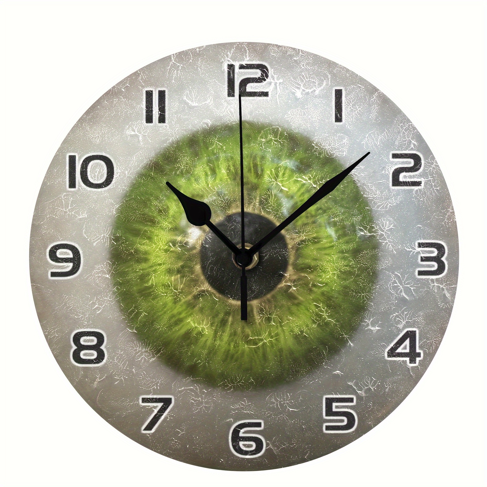 Green Eyeball Clock Silent Round Wall Clock Non Ticking - Temu Australia