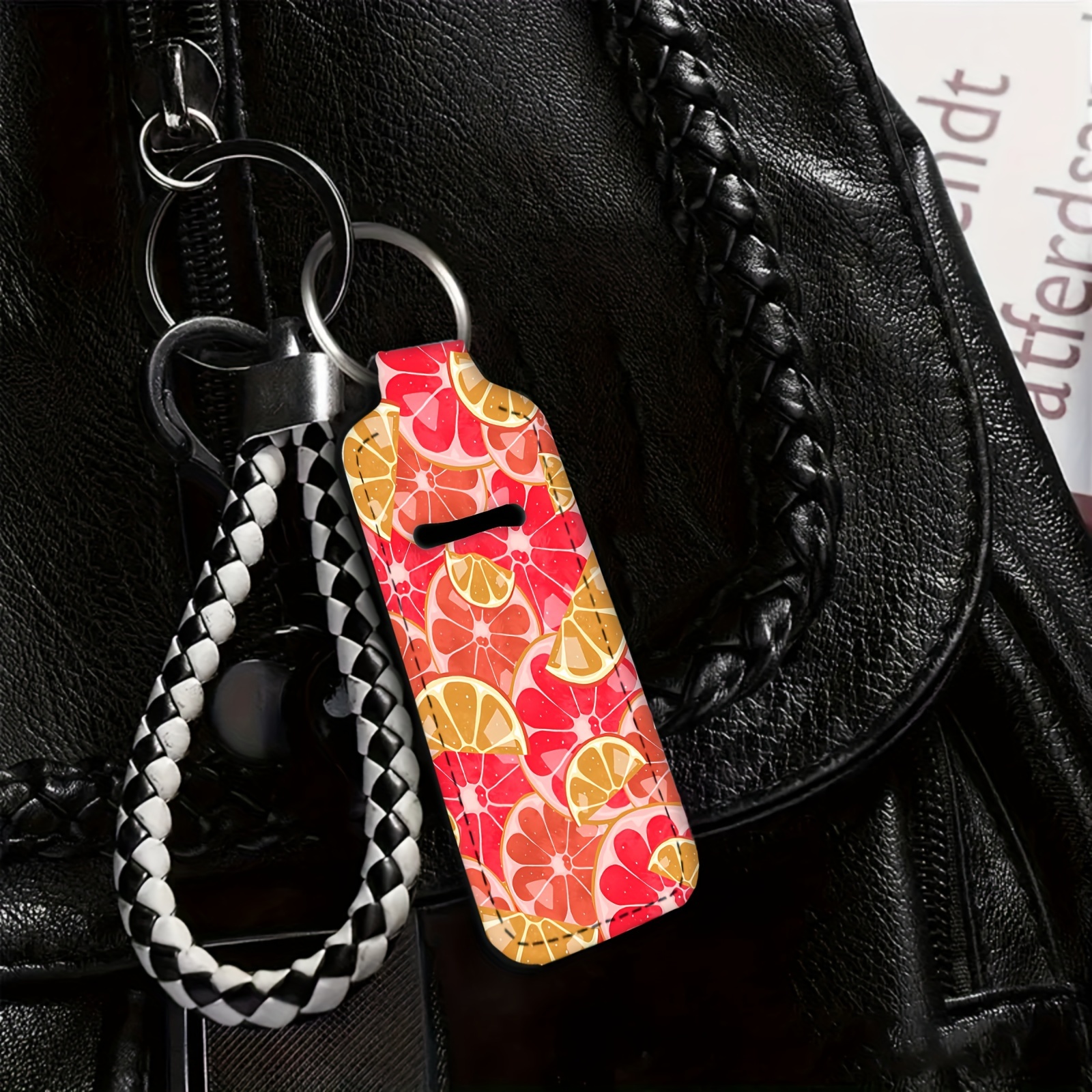 Clip Lipstick Holder Keychain Cute Fruit Orange Print - Temu