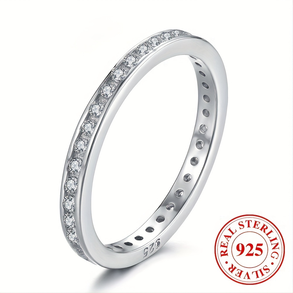 925 Sterling Silver Zirconium Full Circle Ring Women - Temu United Kingdom