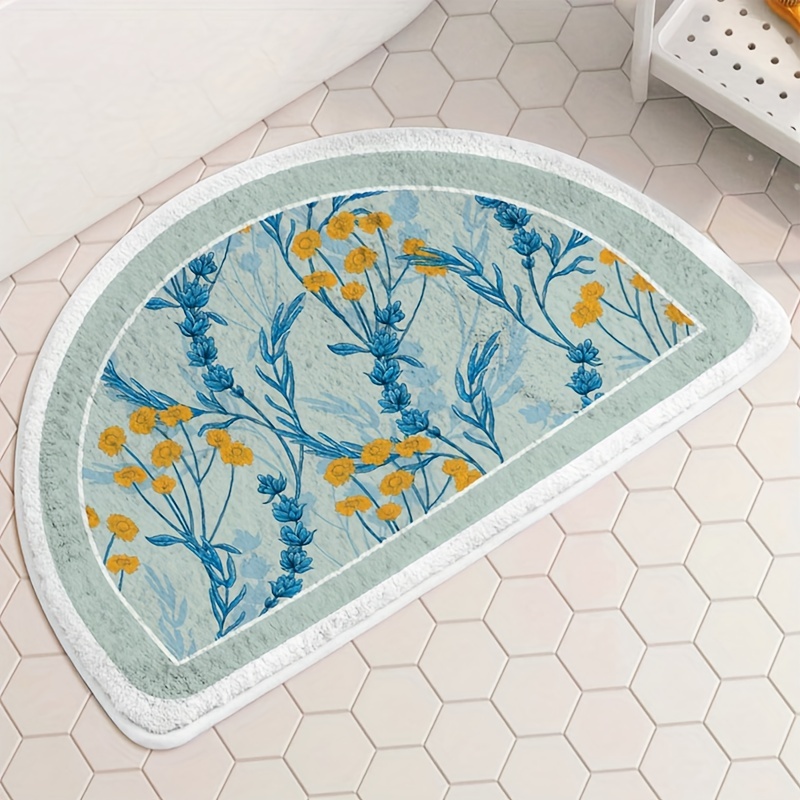 Imitation Cashmere Fabric Mat Semicircle Hand painted Flower - Temu New ...