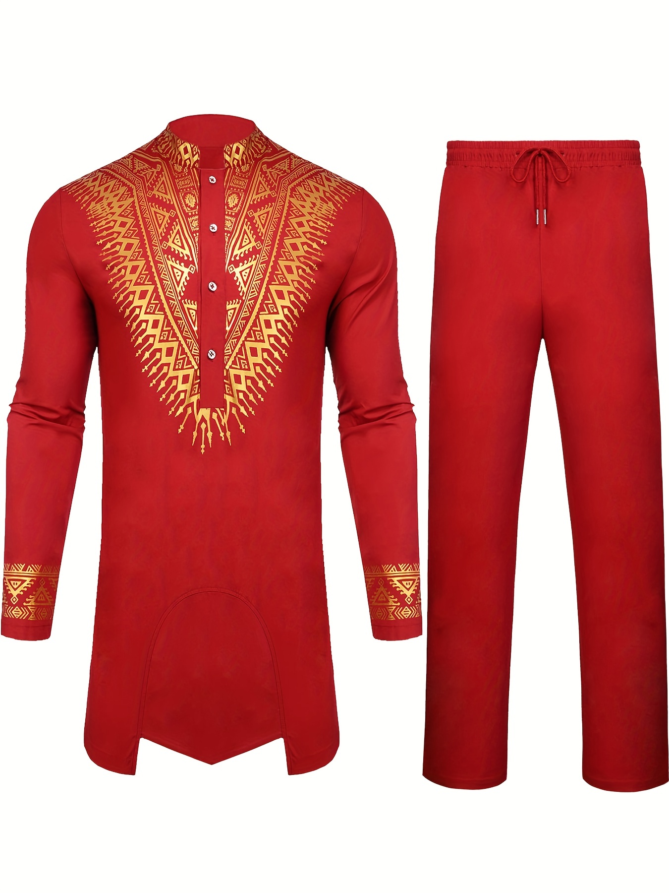 Plus Size Men's African Metallic Traditional Suit Floral - Temu