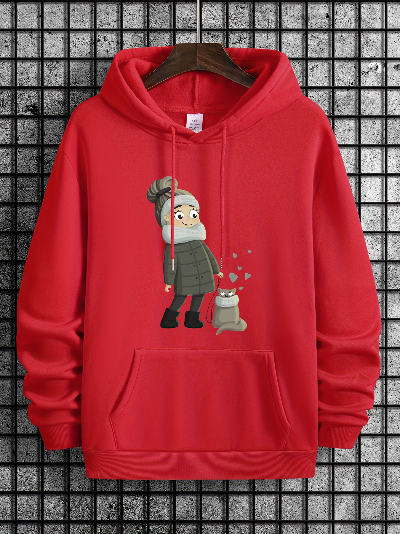 Plus Size Anime Girl Cat Print Men's Hooded Sweatshirt - Temu Canada