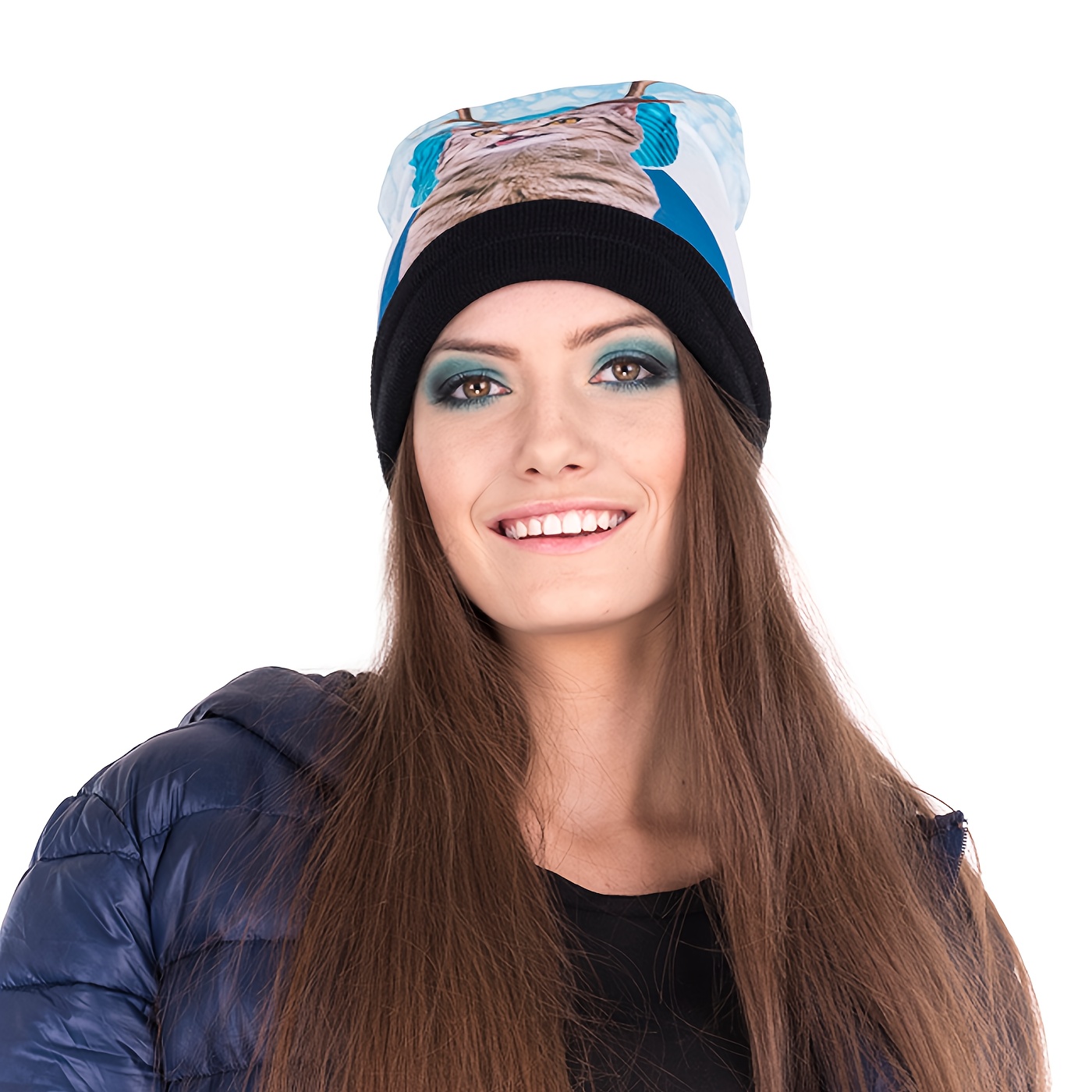 Deer Antlers Cat Graphic Beanie Cute Cartoon Unisex - Temu New Zealand