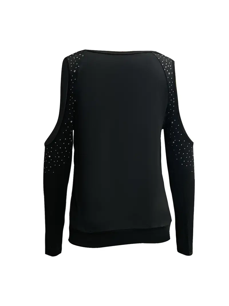 Solid Crew Neck T Shirt Elegant Cold Shoulder Temu Australia