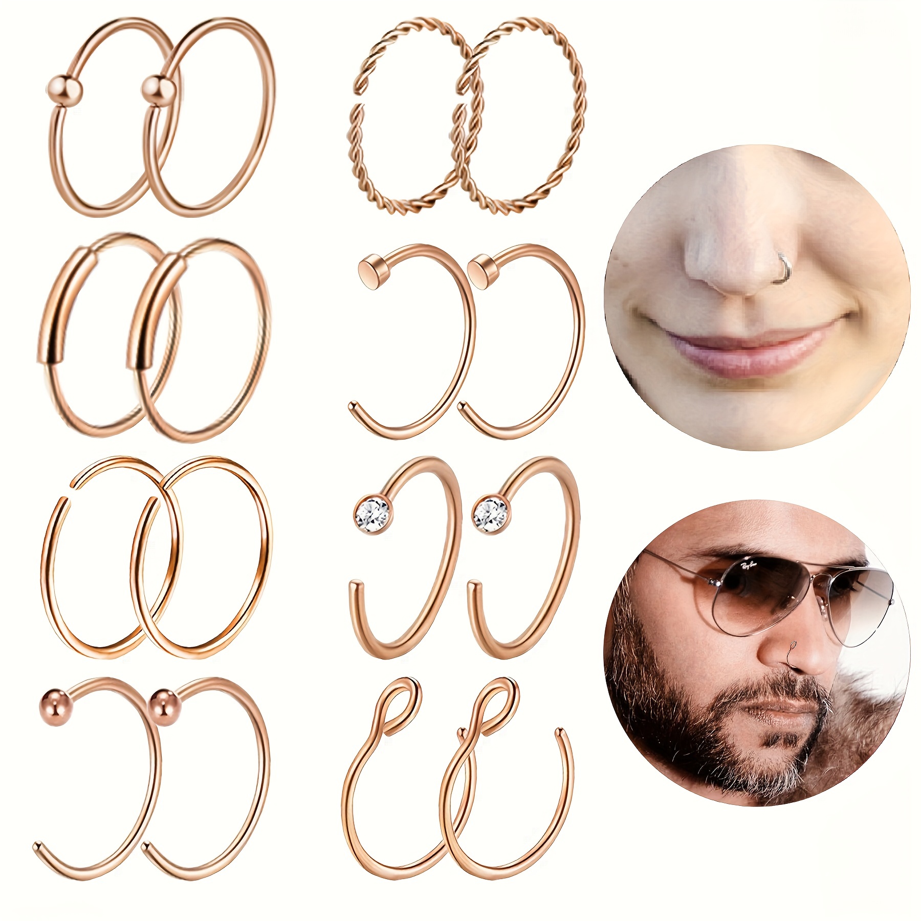 Stainless Steel Hoop Nose Ring, Tragus Cartilage Earrings, Lip Ring ...