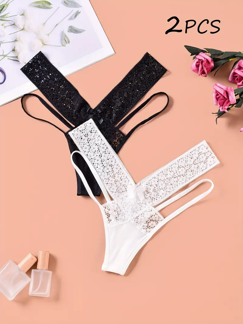 Contrast Lace Thongs Soft Comfy Cut Intimates Panties Temu South Africa
