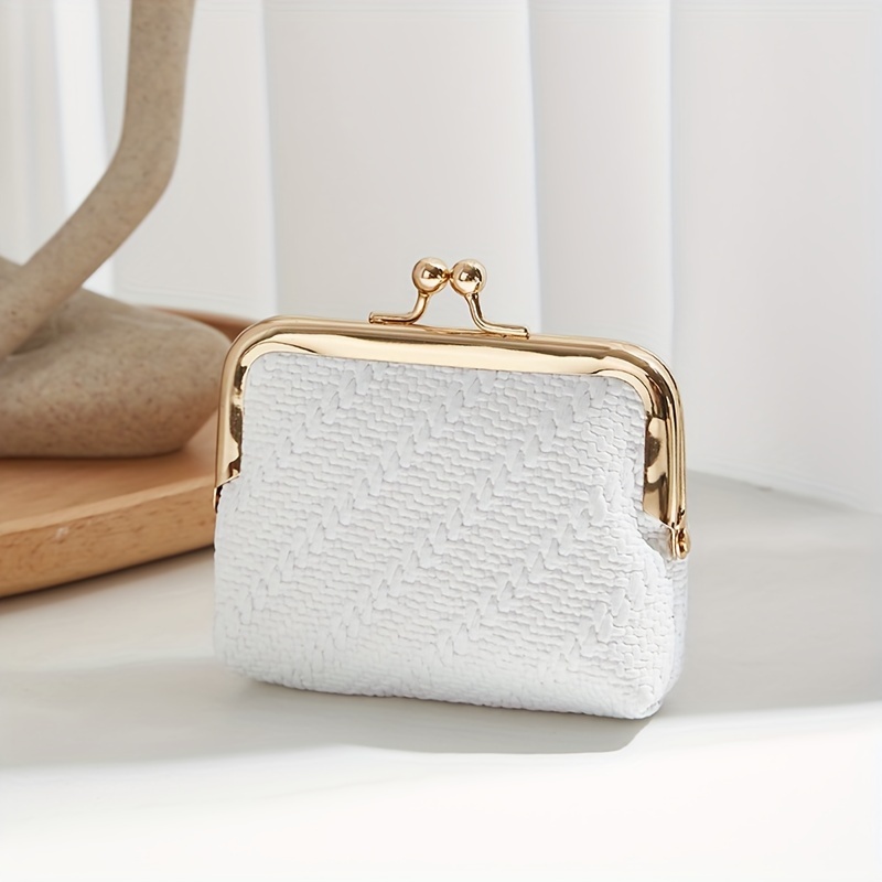 Mini Minimalist Kiss lock Wallet Solid Color Geometric - Temu Australia