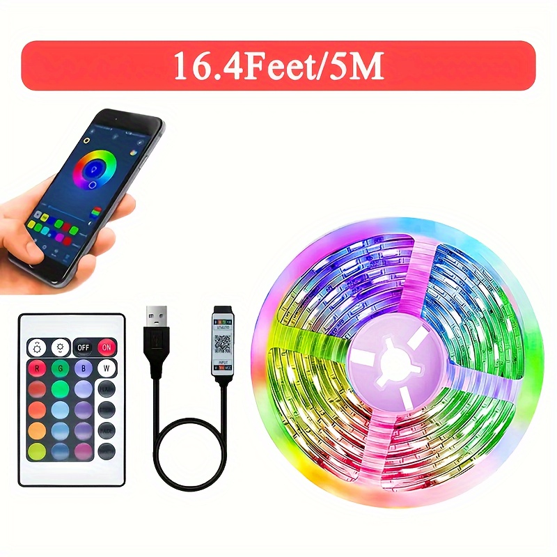 Smart Led Light Strip Rgb 5050 24 key Remote Control App - Temu United ...