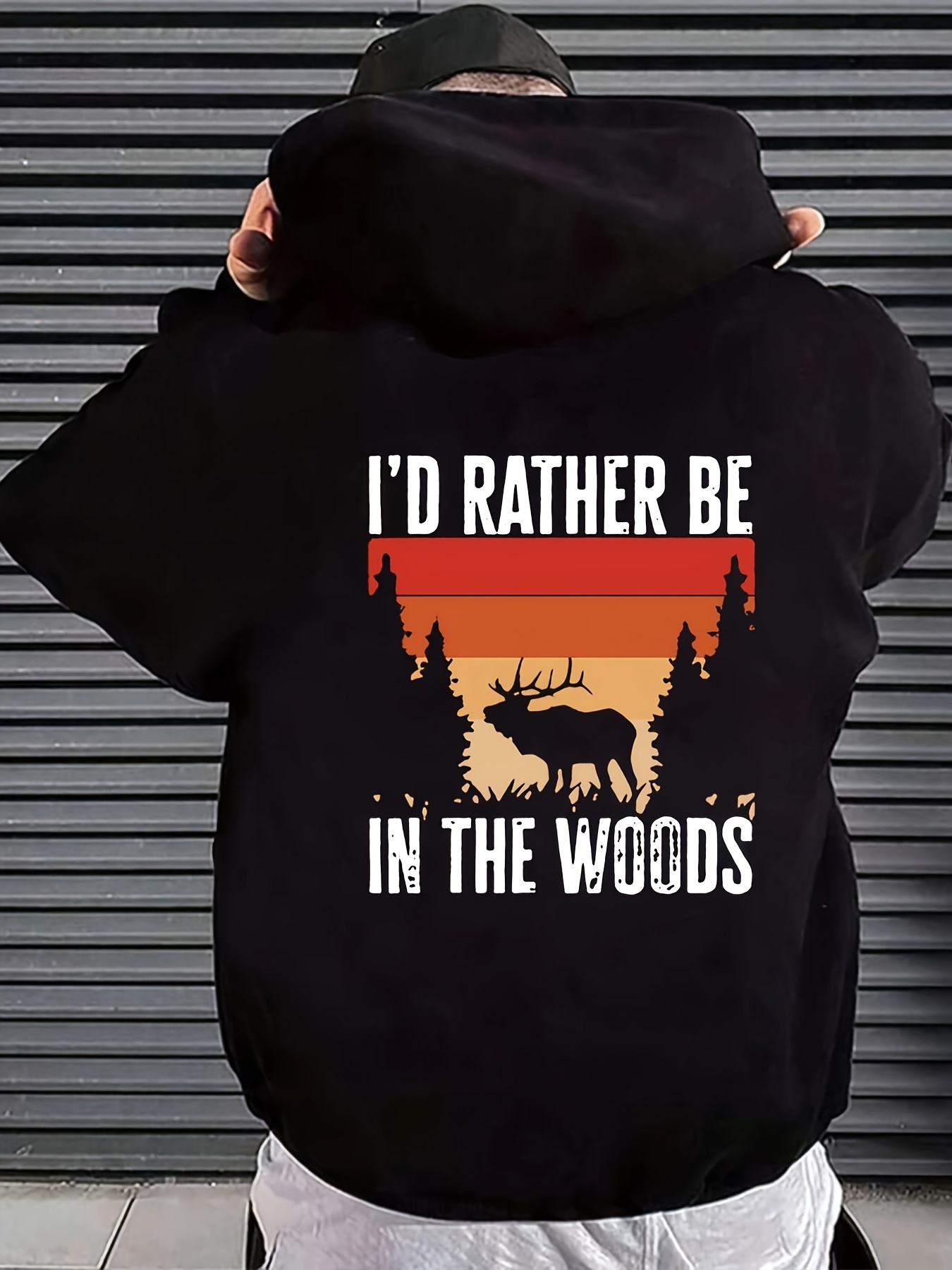 Men's Forest Deer Print Trendy Versatile Zipper Hoodies - Temu Canada