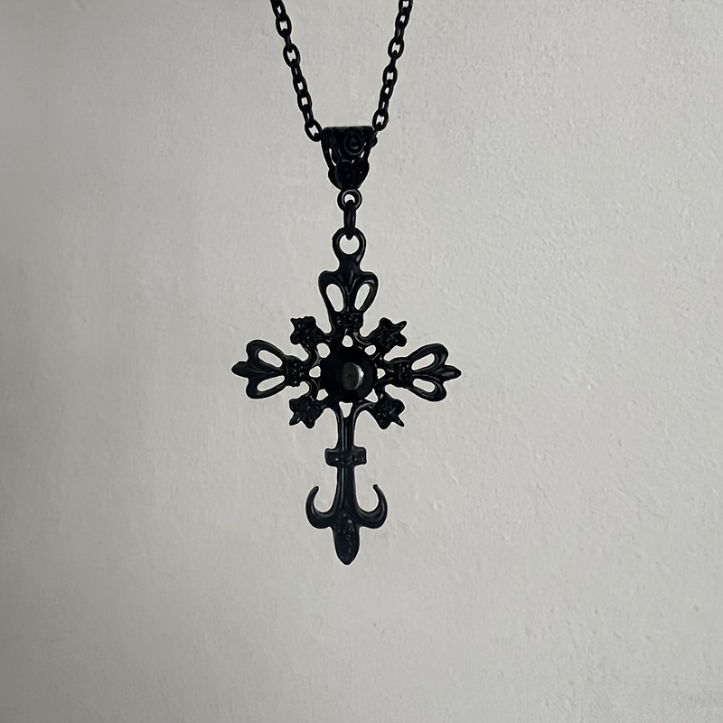 Gothic Black Vampire Cross Pendant, Fashion Zirconia Punk Jewelry ...