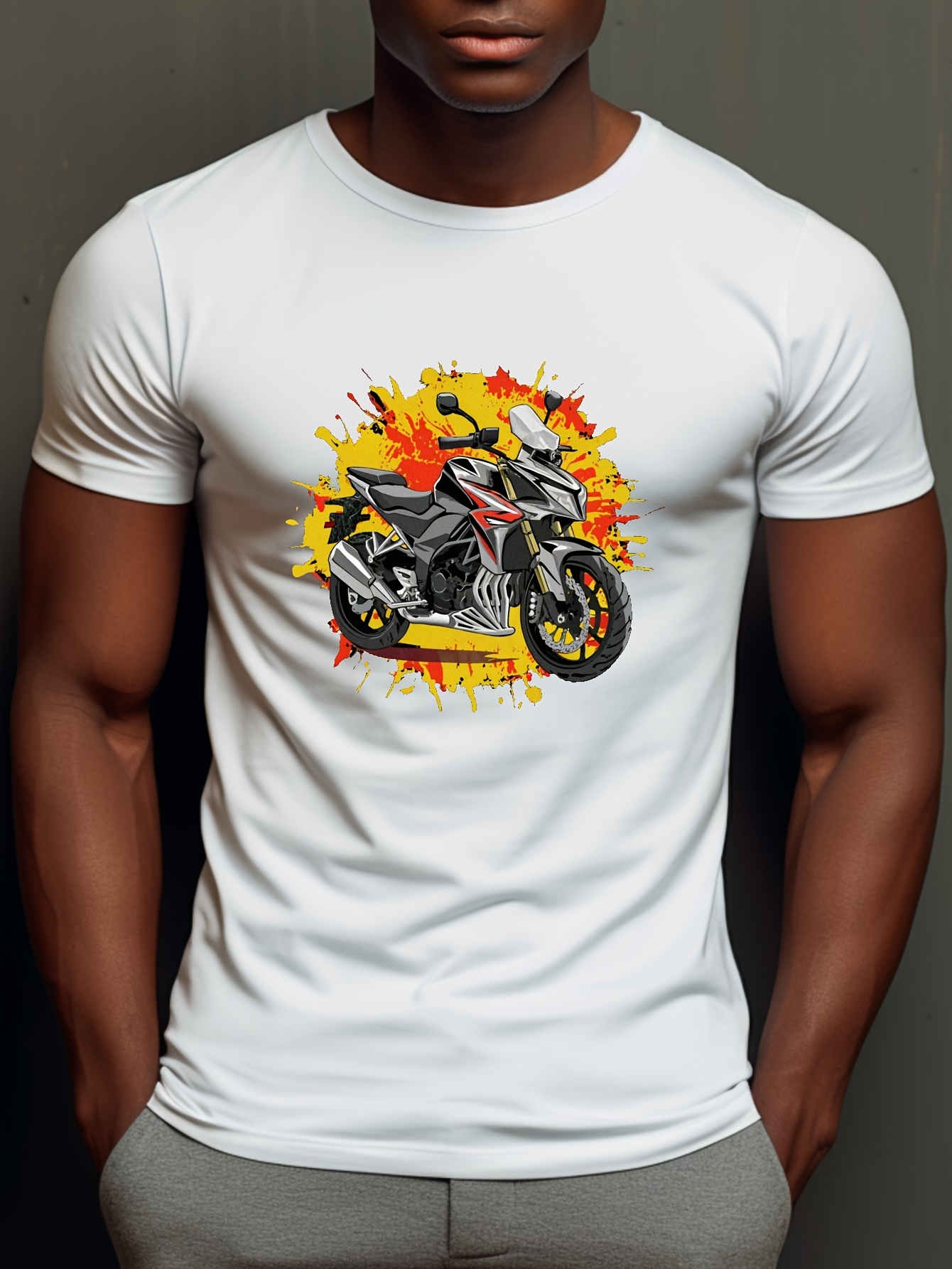 Graffiti Motorcycle Men's T shirt Summer Outdoor Street Male - Temu Canada