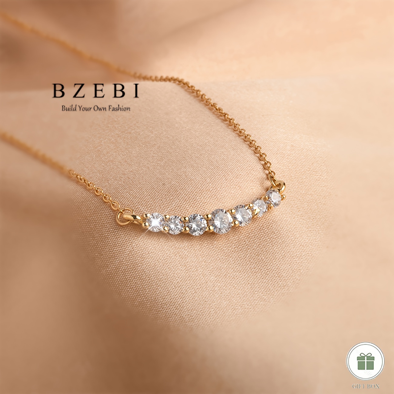 Plated Zircon Curved Necklace Sparkle Neck Jewelry Women's - Temu ...