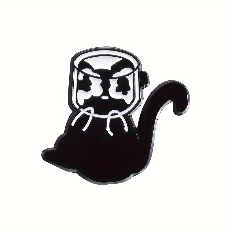 Funny Black Cat Badge Brooch Cute Black White Color Animal - Temu ...