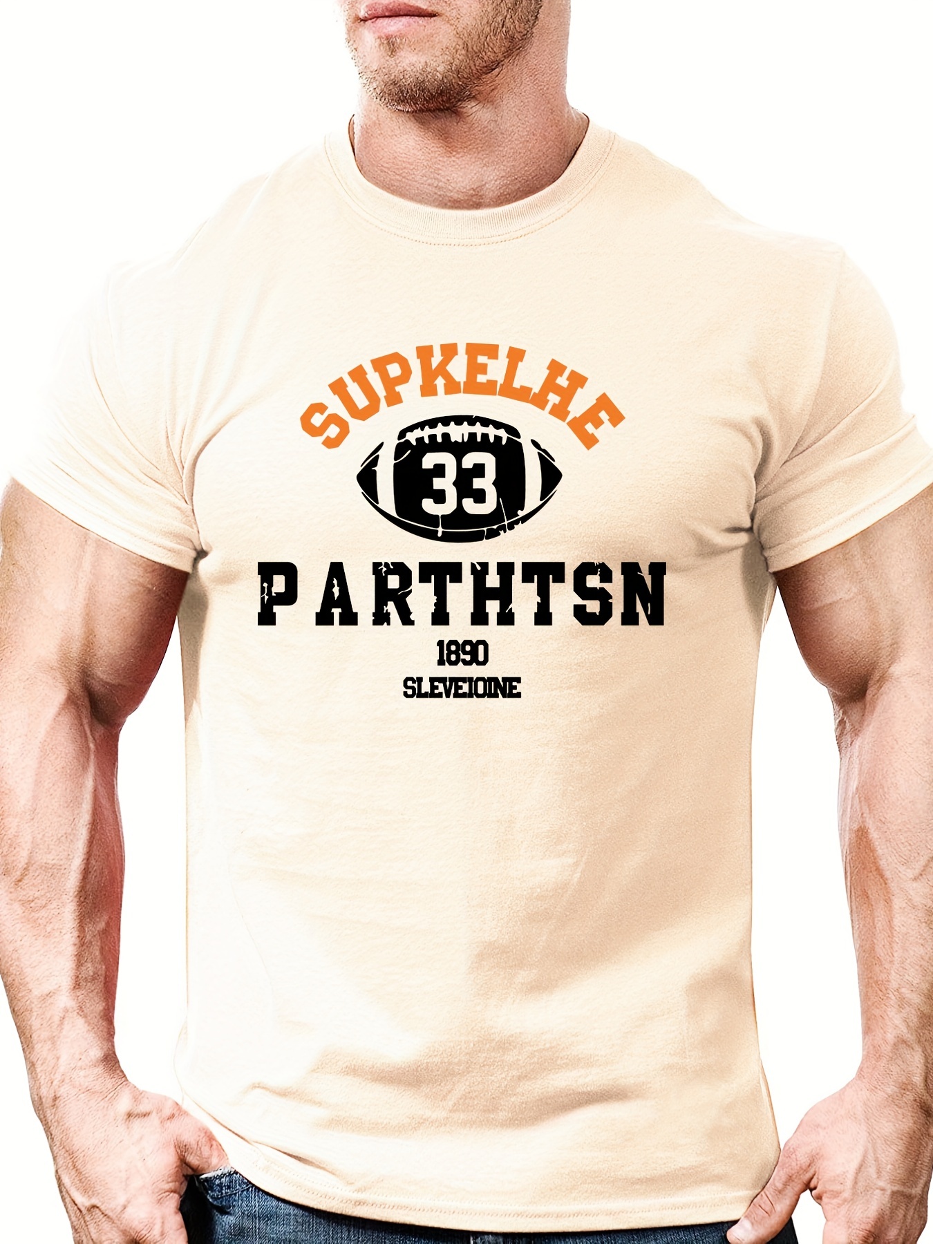 Rugby Pattern Men's Casual Stretch Crew Neck Graphic Tee - Temu Australia