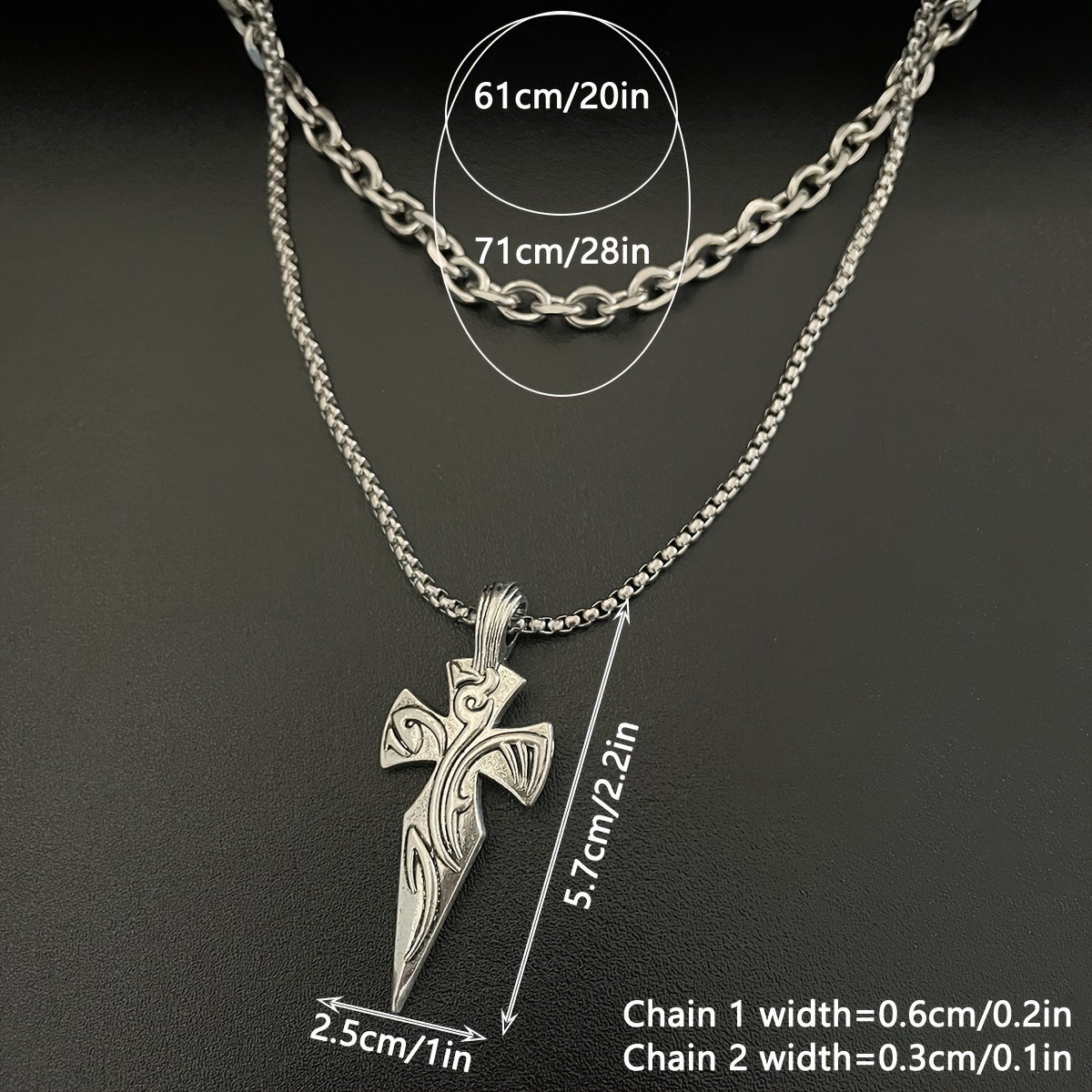 Men's Stainless Steel Necklace Cool Trendy Cool Alloy Cross - Temu New ...