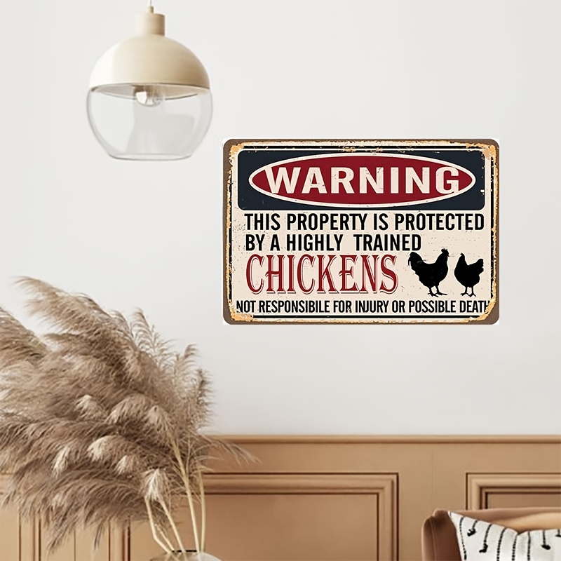 Chicken Coop Metal Sign Warning Property Protected Chickens - Temu