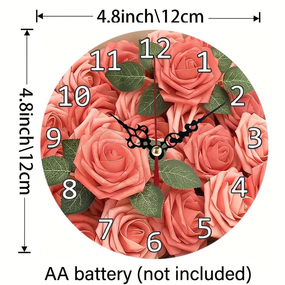 Retro Deep Light Coral Simulation Flower Wall Clock - Temu Canada