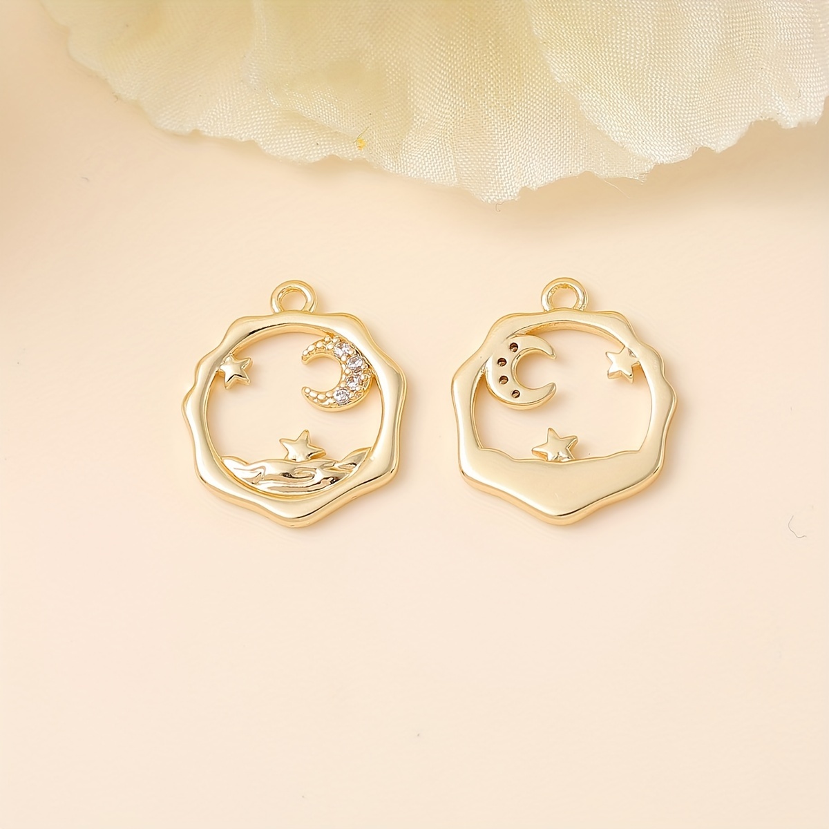 Copper Golden Zirconia Sun Star Moon Pendant For Diy - Temu United Kingdom