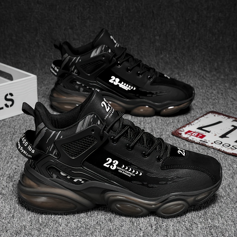 Men's Trendy Running Shoes, Lace Up Shock Absorption Colour Block ...