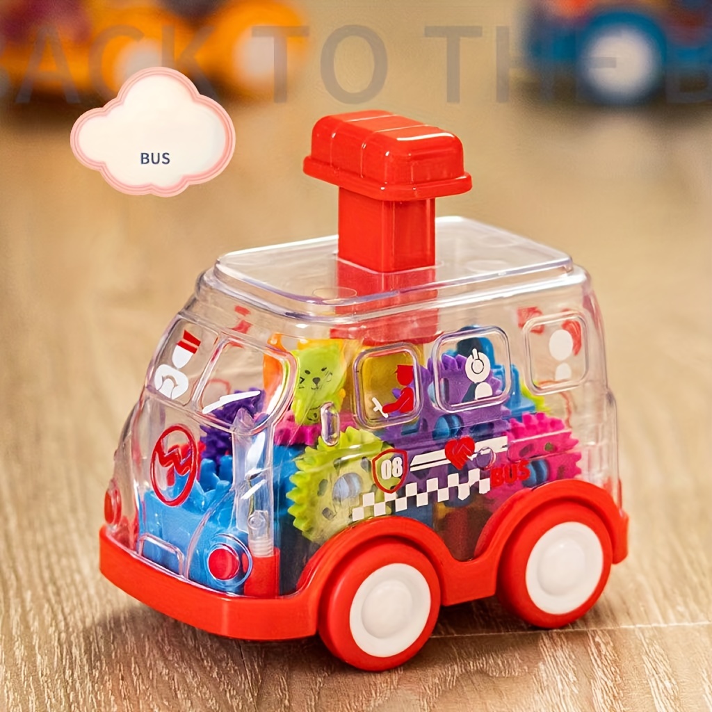 Children Cartoon Transparent Gear Toy Car Educational Pull - Temu Ireland