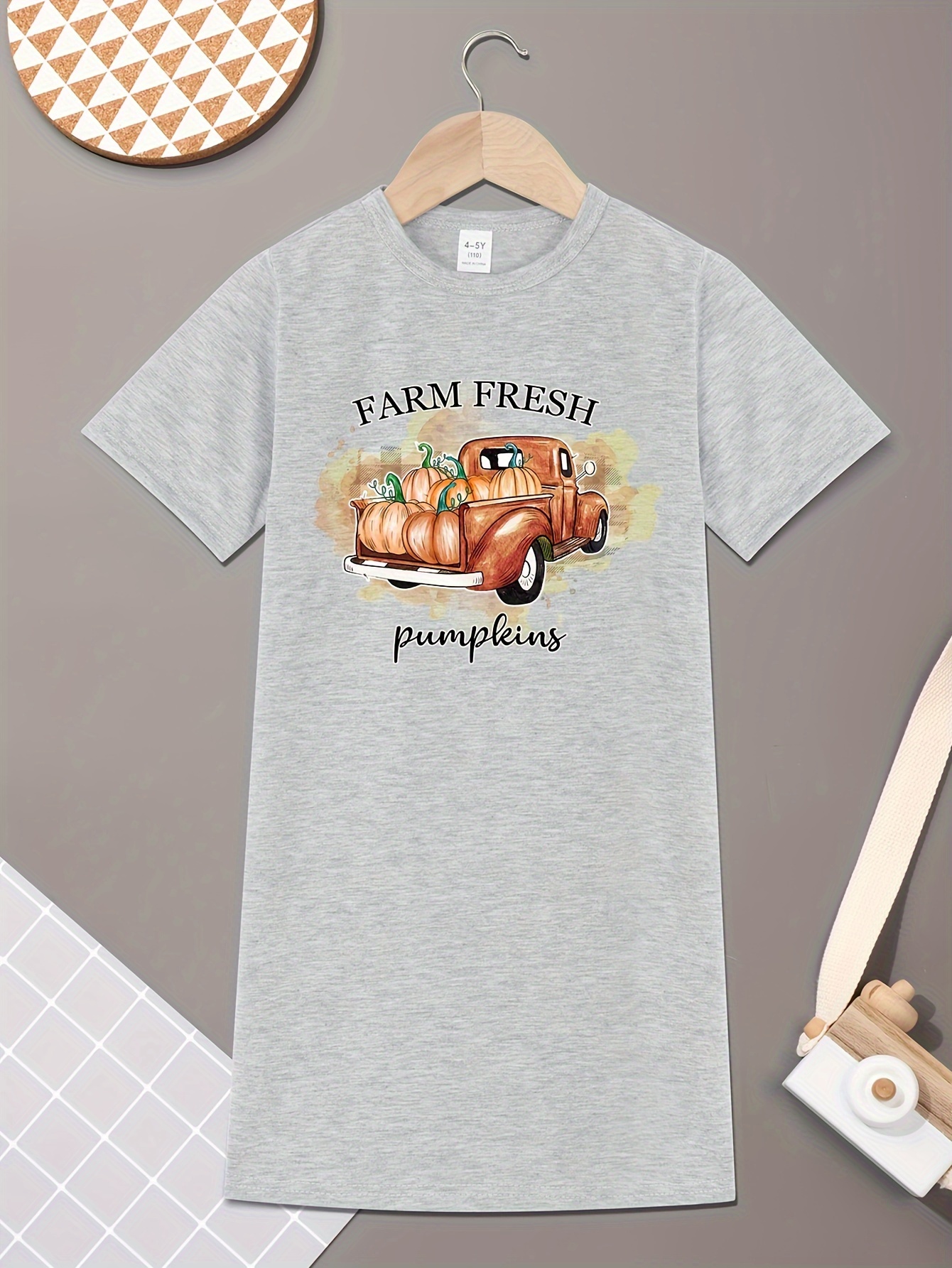Toddler Girls Farm Fresh Pumpkins Print Thanksgiving Party - Temu Australia