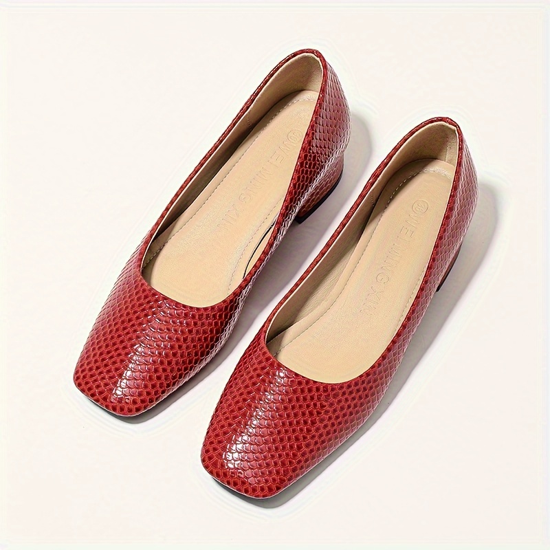 Pattern Chunky Heels Women's Snakeskin Elegant Square Toe - Temu ...