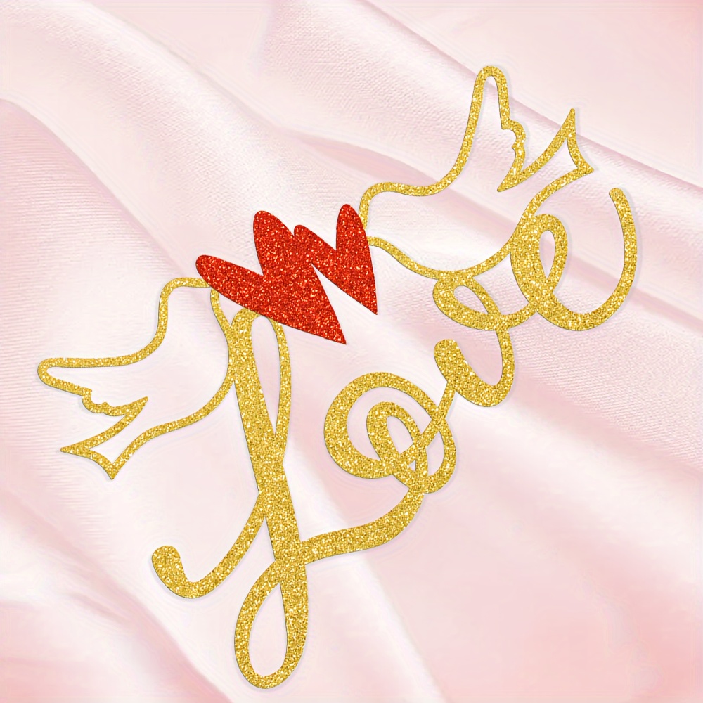 Valentine's Day Cake Topper Double Color Glitter Golden Red - Temu Canada