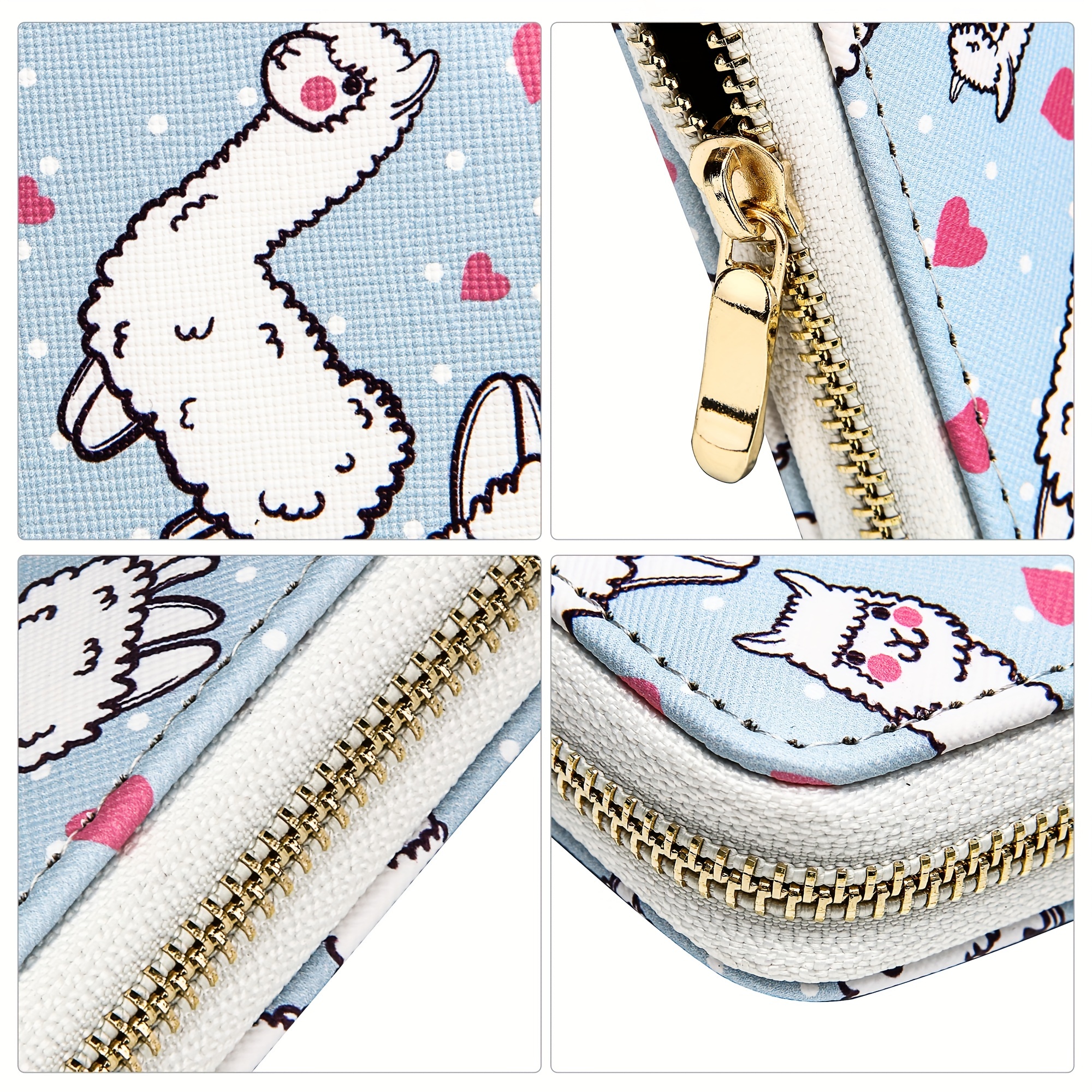 Kawaii Cartoon Alpaca Pattern Long Wallet Zipper Around Coin - Temu Canada