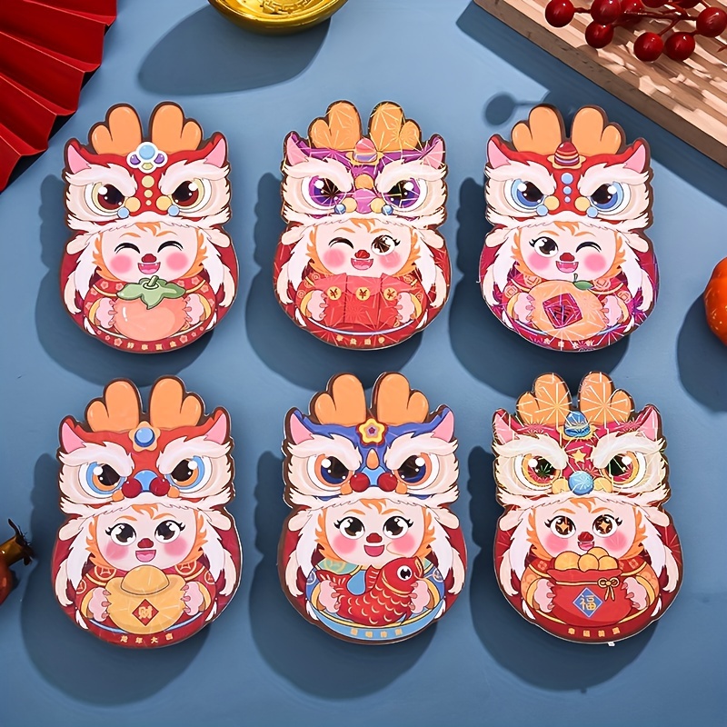 Pack Dragon Year New Creative Awakening Lion Red Envelope - Temu United ...