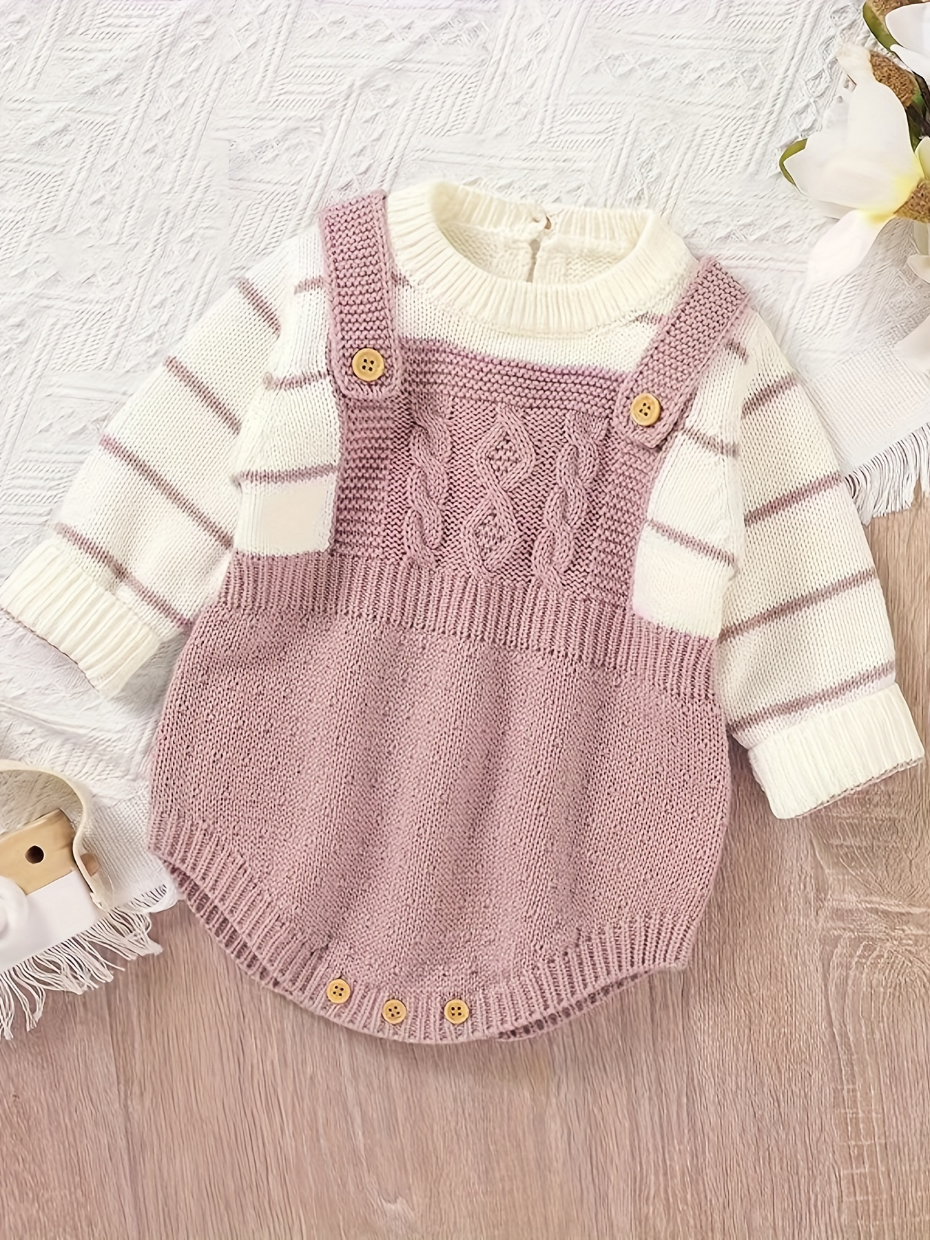 新生児かわいい秋冬ニットセーター、幼児用カジュアルルーズフェイクツーピース スーツ Temu Japan