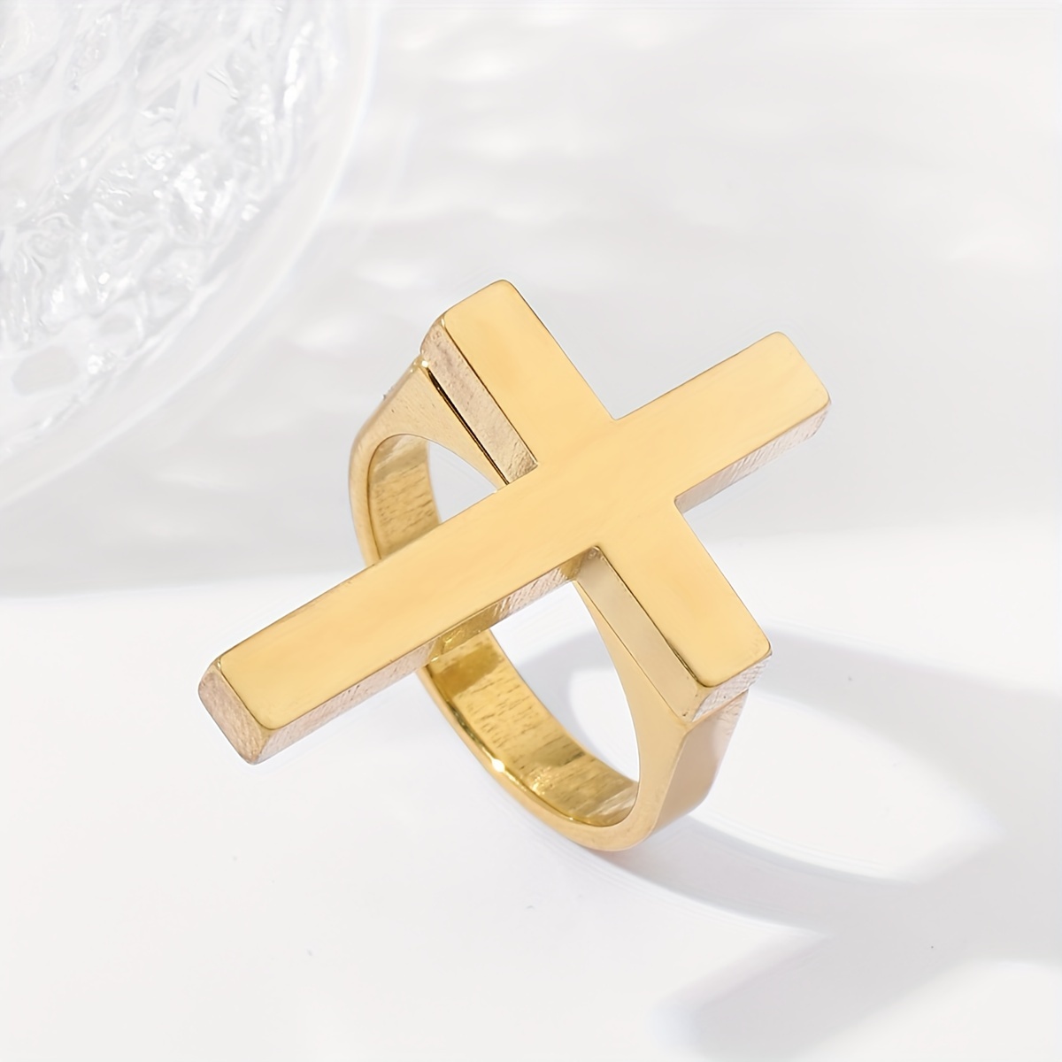 Stainless Steel Cross Ring Retro Punk Gothic Style Finger - Temu United ...