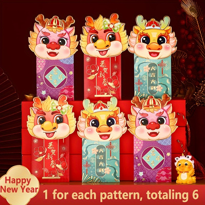 Chinese Red Packet Cute Cartoon Dragon Pattern Chinese Red - Temu Canada