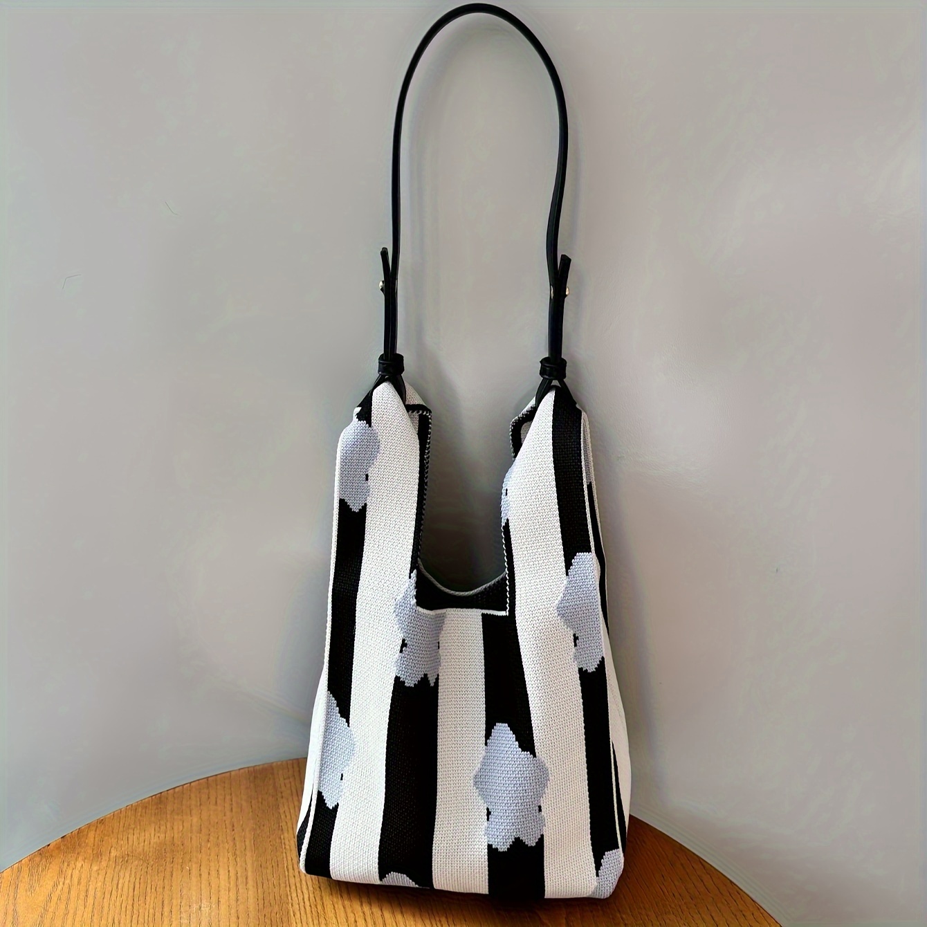 Colorful Striped Pattern Flower Pattern Knitted Bag match - Temu United ...