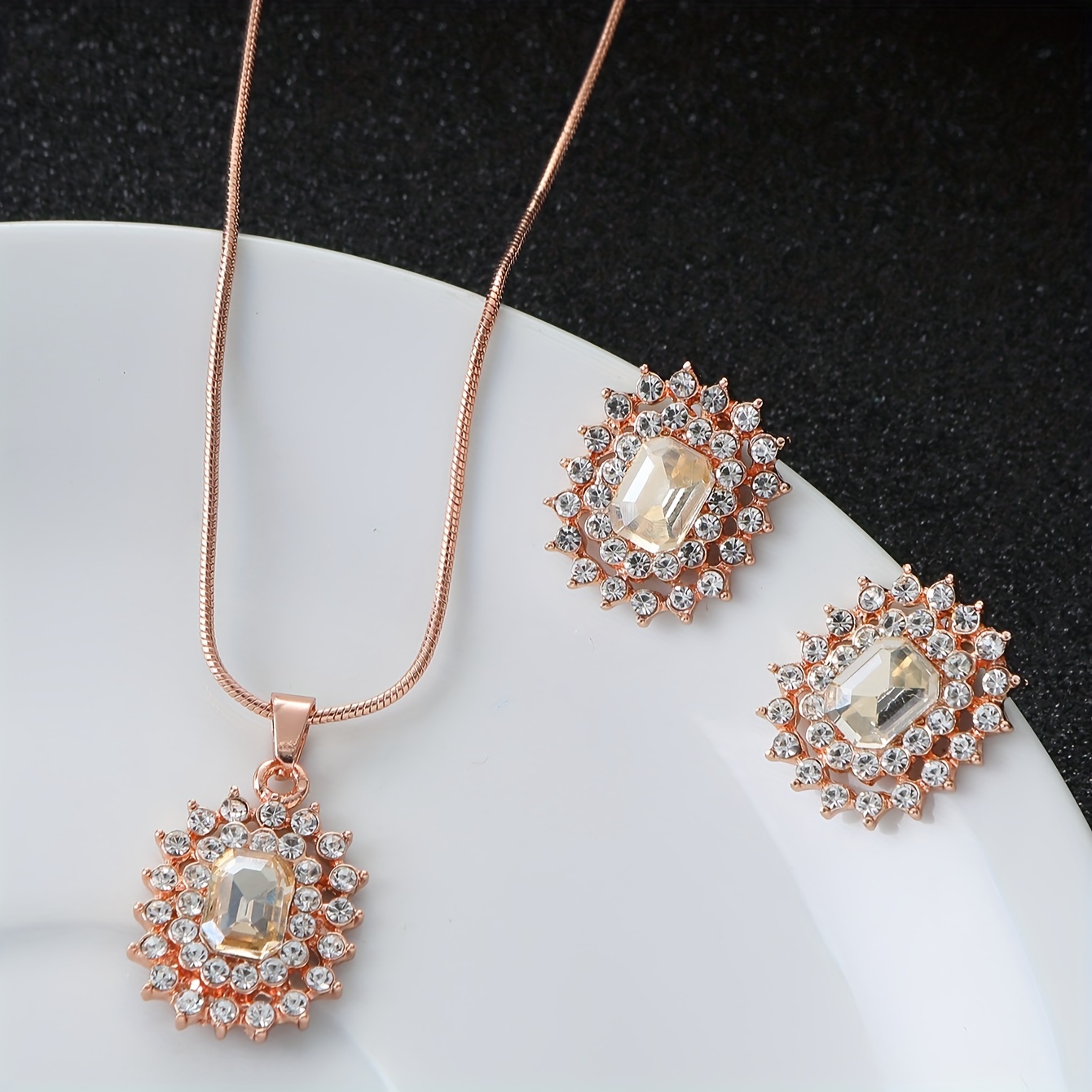 Earrings + 1 Necklace Vintage Jewelry Set Trendy Sunflower - Temu South ...