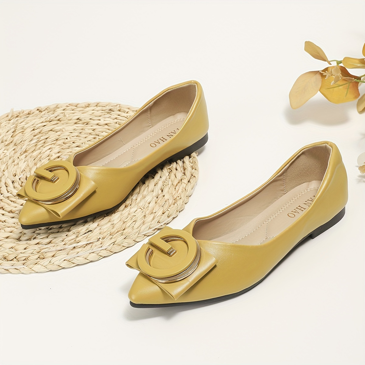 Women's Metallic Letter G Decor Ballets Soft Sole Comfy - Temu United ...