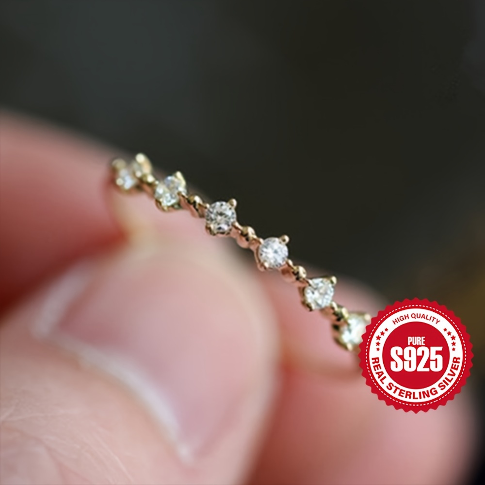 Bague En Argent Sterling 925 Plaqué Or 18 Carats 1 Pièce - Temu France