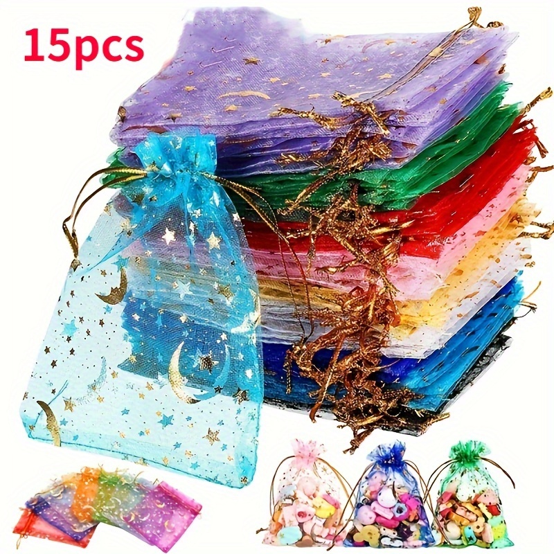 15pcs Moon Star Drawstring Organza Bag Jewelry Gift Bag - Temu United ...
