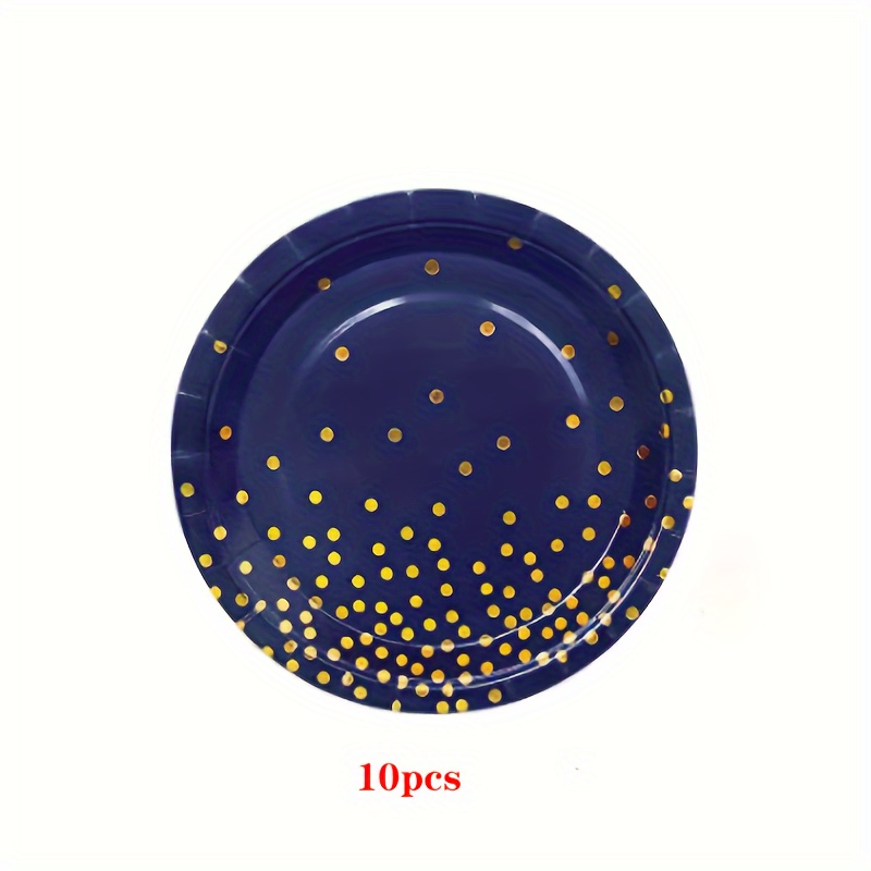 10/20pcs, Navy Blue And Golden Paper Plates Cups And Napkins Party ...
