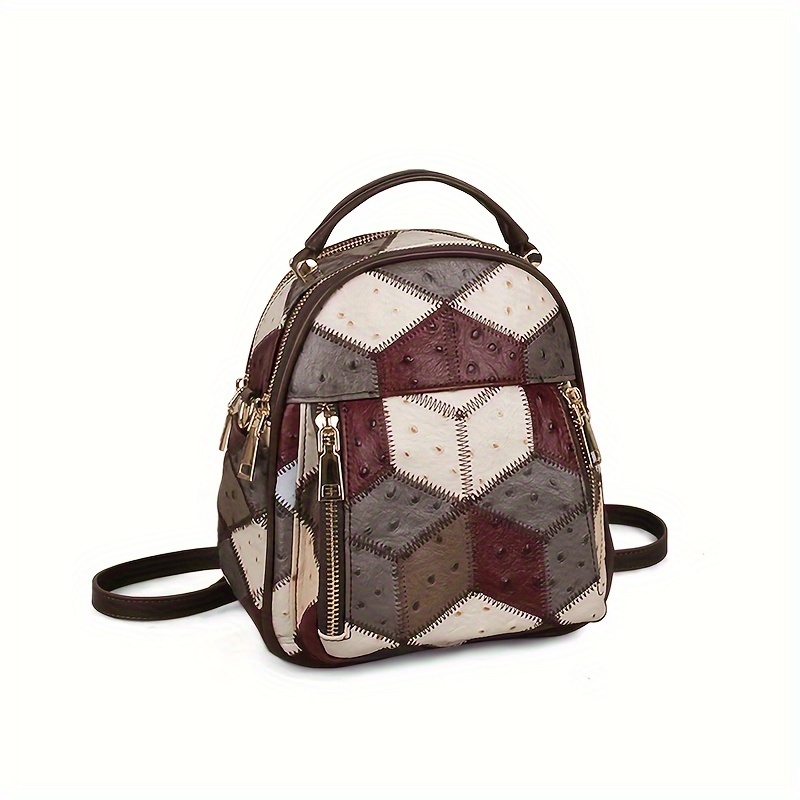 Rhombus Backpack Retro Genuine Leather Daypack - Temu Ireland