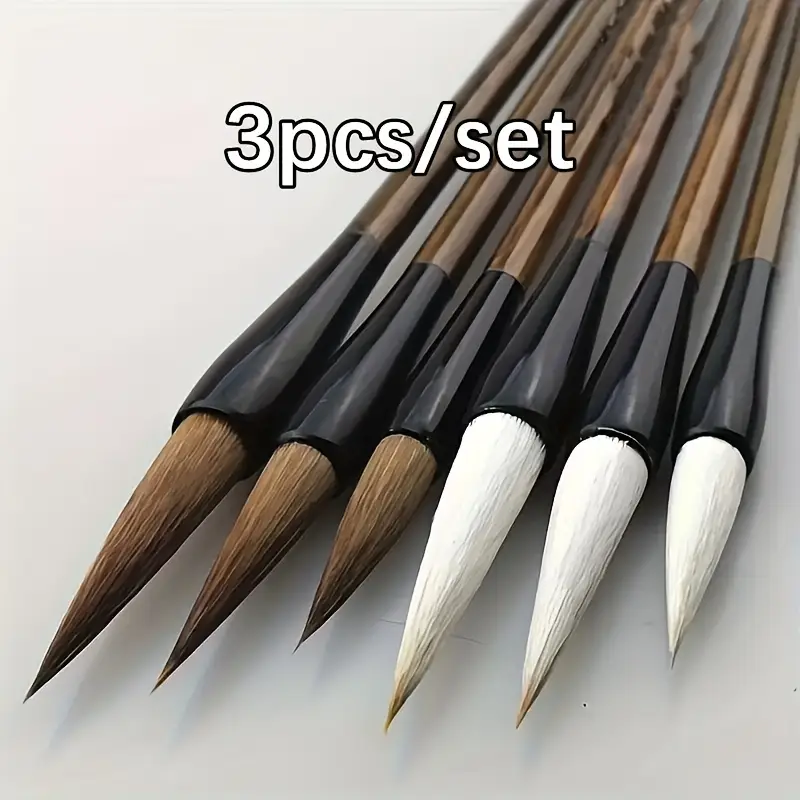 3 ピースセット高品質中国書道ブラシペン学用品ブラシ中国風ブラシ画材絵画用品学生のための Temu Japan