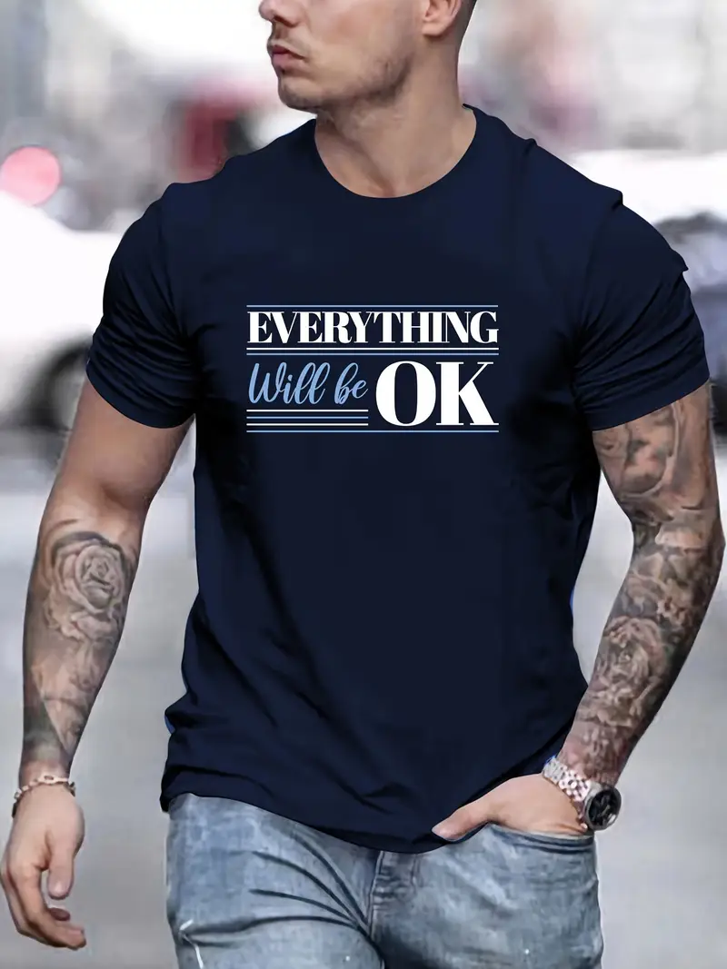 Everything Ok Print T Shirt Tees Men Casual Short Sleeve T Temu Ireland