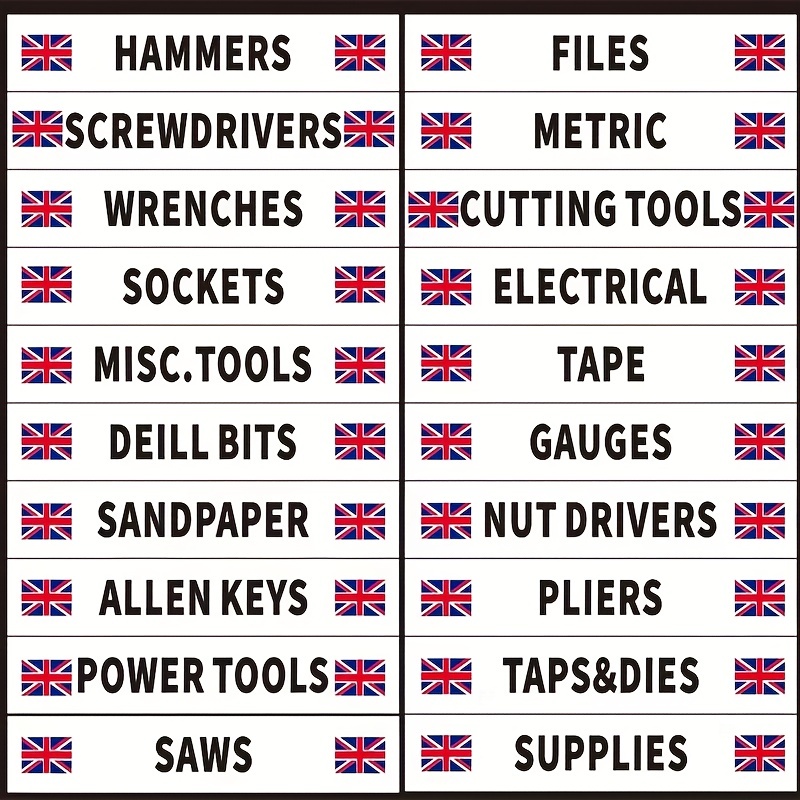 Tool Box Organizational Labels Fits Brands Steel Tool Chest - Temu