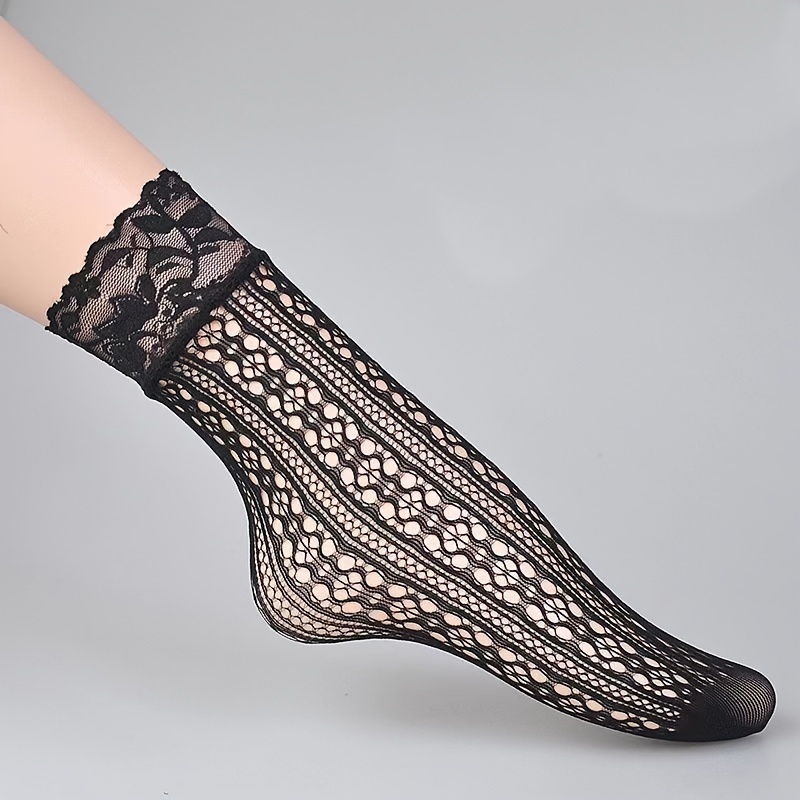 Floral Lace Socks Thin Breathable Sheer Short Socks Women's - Temu
