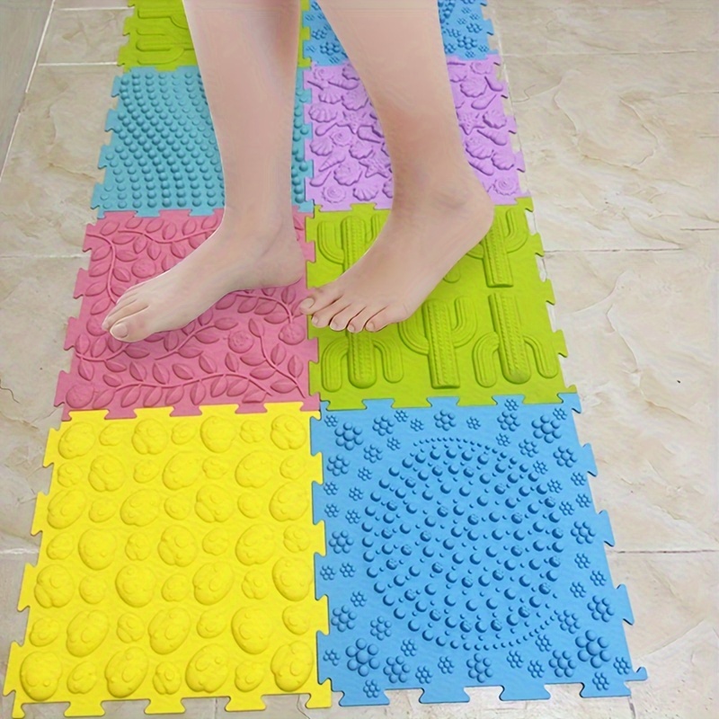 8pcs Silicone Bath Mat Set Non Slip Waterproof Shower Mats with Interlocking Design for Soft Safe Bathtub Mats for and Elderly Machine Washable 25.4x25.4cm Massage Pads