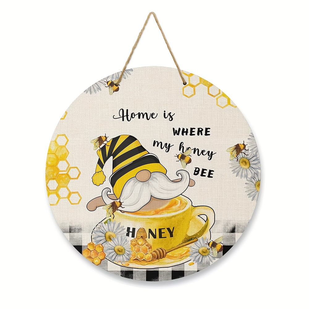 Welcome Hanging Sign Front Door Decor Vintage Sunflower Bee - Temu New ...