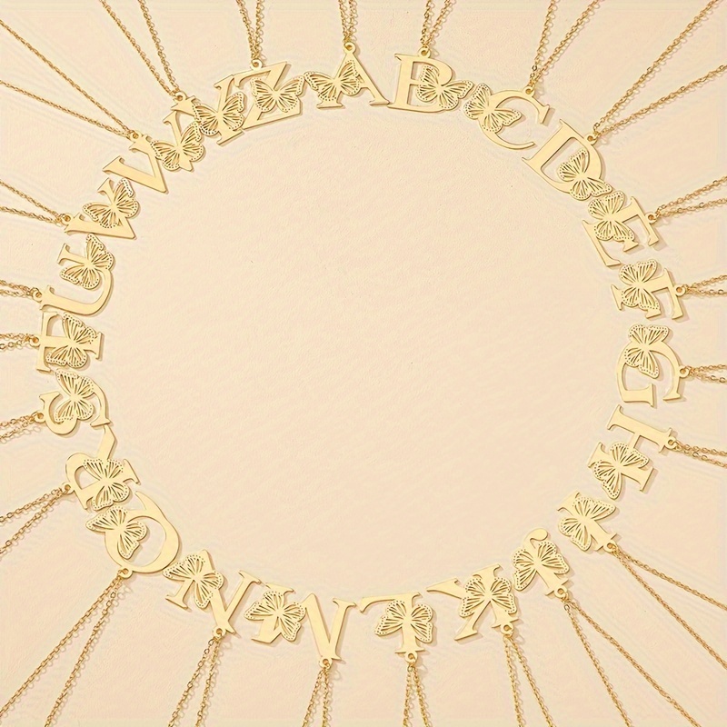 14k Plated Alloy Luxury English Letter Pendant Necklace - Temu United ...