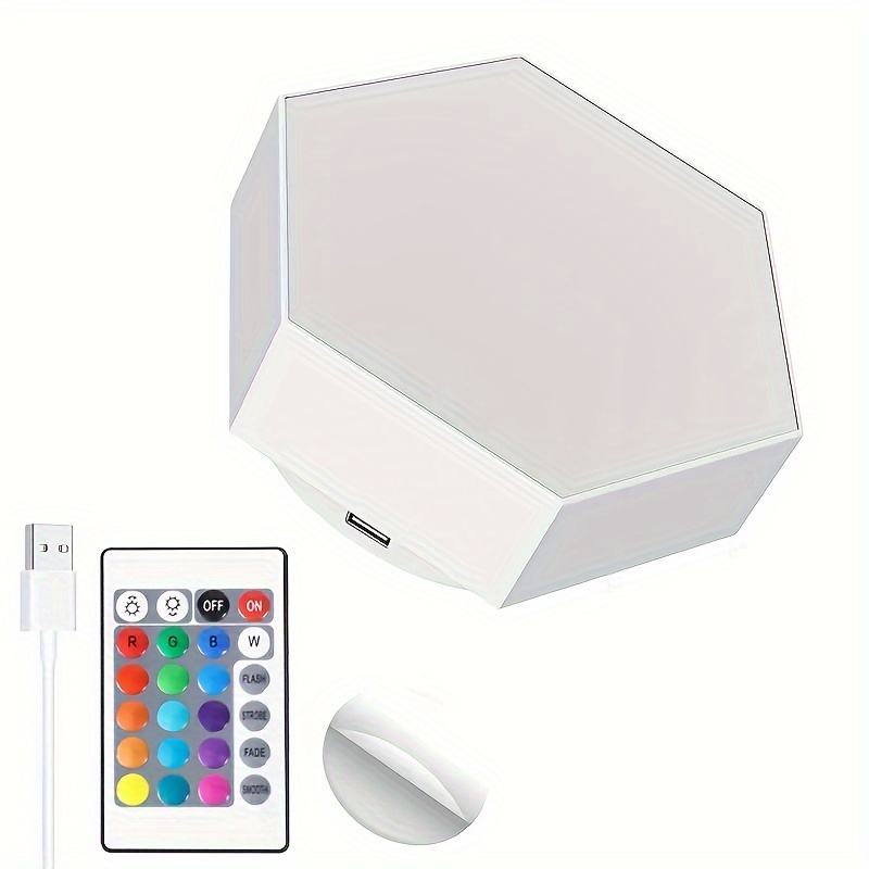 Geometric Module Diy Assembly Night Light Rgb Hexagonal Wall - Temu Canada